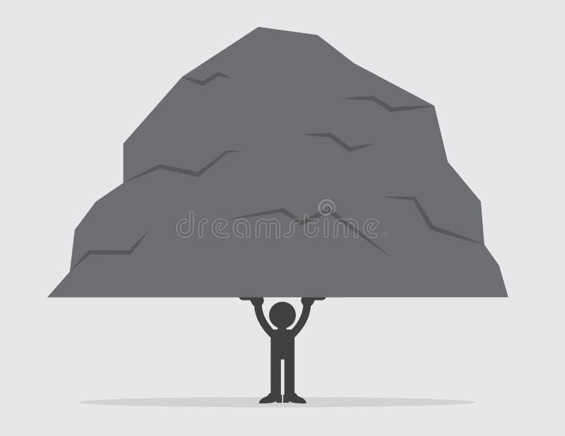 Figure Lifting Large Rock stock vector. Illustration of person - 43057687