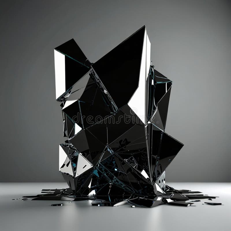 Figure Made of Black Broken Glass on a Gray Background Stock ...