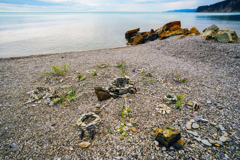 Figures of Pebbles on the Beach. Stock Photo - Image of cool, relax ...