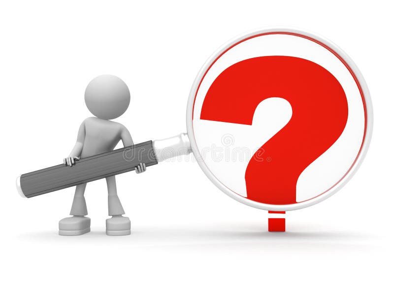 3D Morph Man Searching with Magnifying Glass Stock Illustration ...