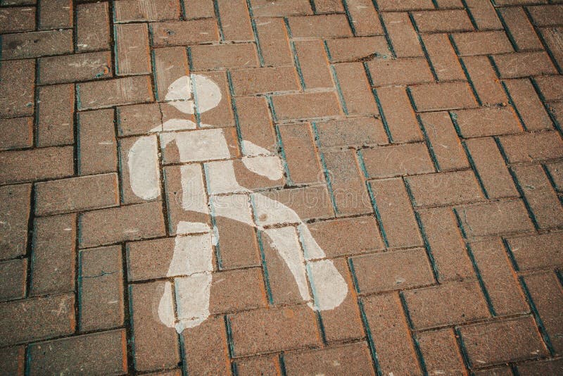 Figure of a Man on the Asphalt Footpath Surface Pedestrian Stock Image ...