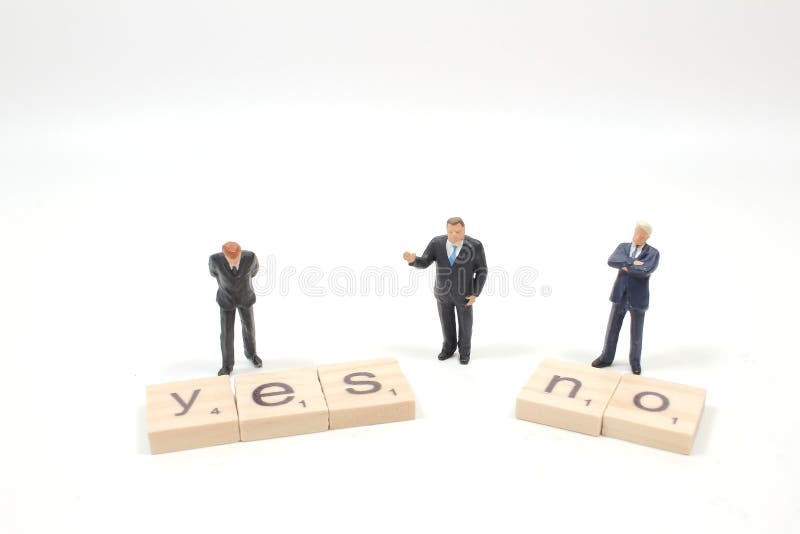 A Figure Man Face of Yes and No Problem Stock Photo - Image of ...