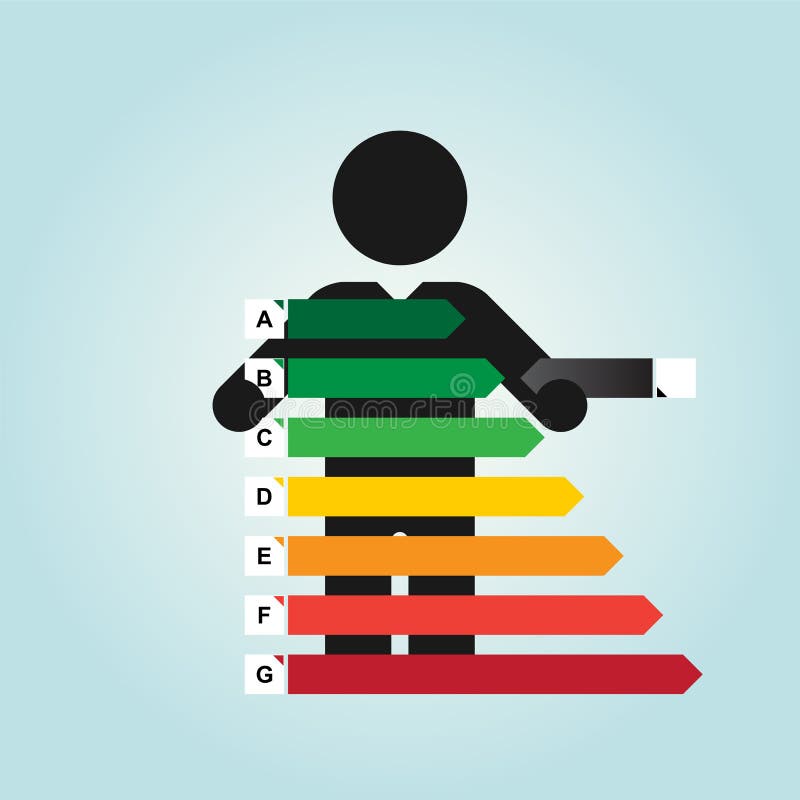 Figure Man Holds Simple Energy Label Stock Illustration - Illustration ...