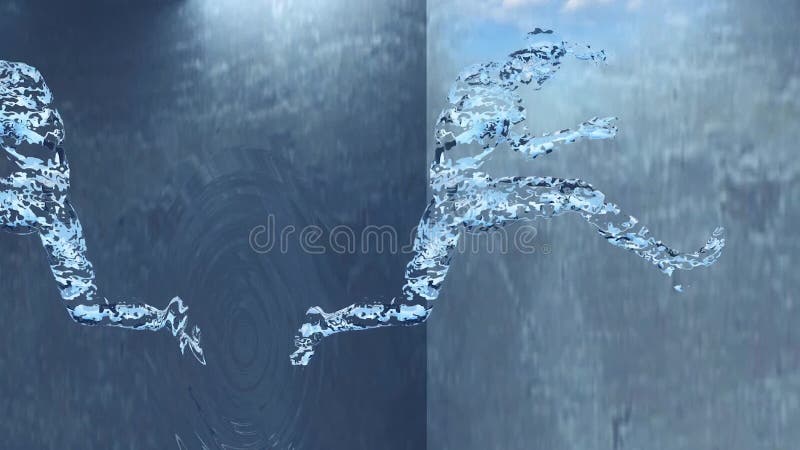 Figure of Man Made of Water Stock Video - Video of activity, lines ...