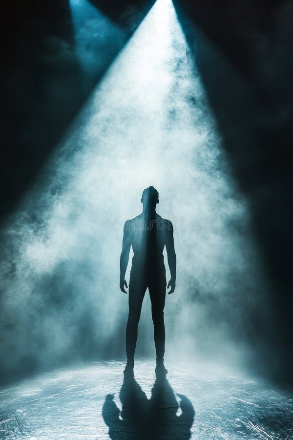 Figure of a Man in a Spotlight Stock Photo - Image of attention ...