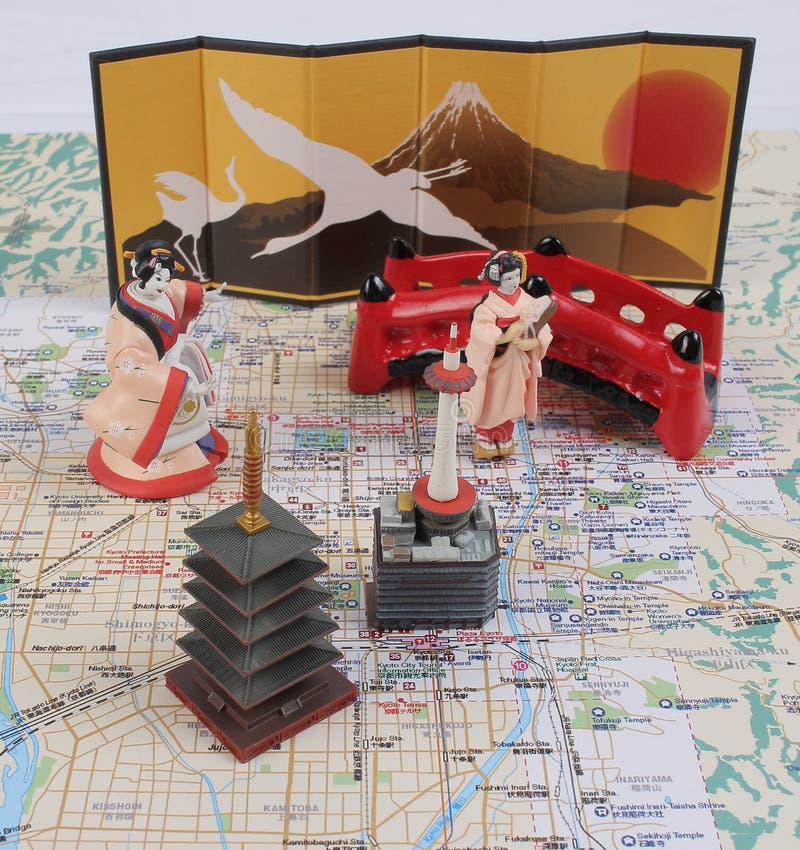 Figure on a map of kyoto stock image. Image of geography - 83941977