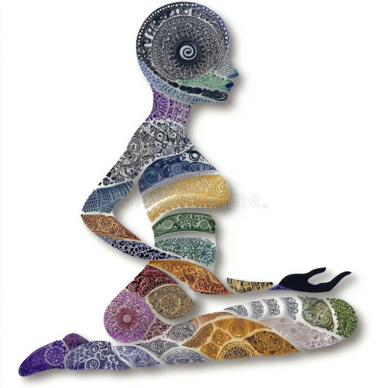 A Figure in a Meditative Pose is Filled with Detailed Patterns and ...