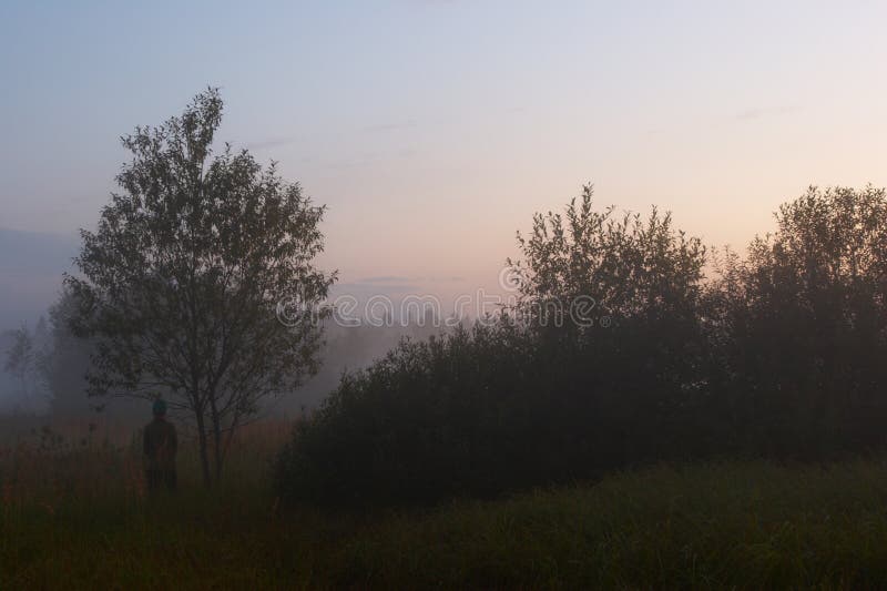 Figure in the mist stock image. Image of countryside, misty - 3061141