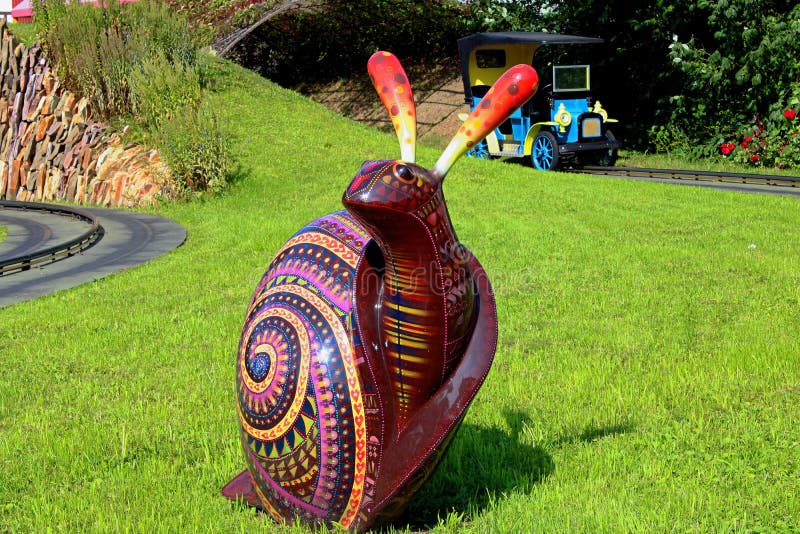 Figure Multicolored Snail in the Park Close-up Editorial Photography ...