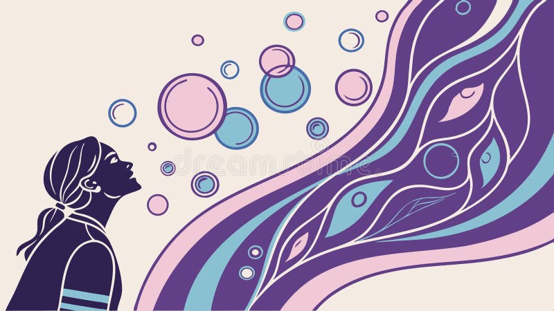 Figure Observing Abstract Wavy Liquid Shapes and Floating Bubbles ...