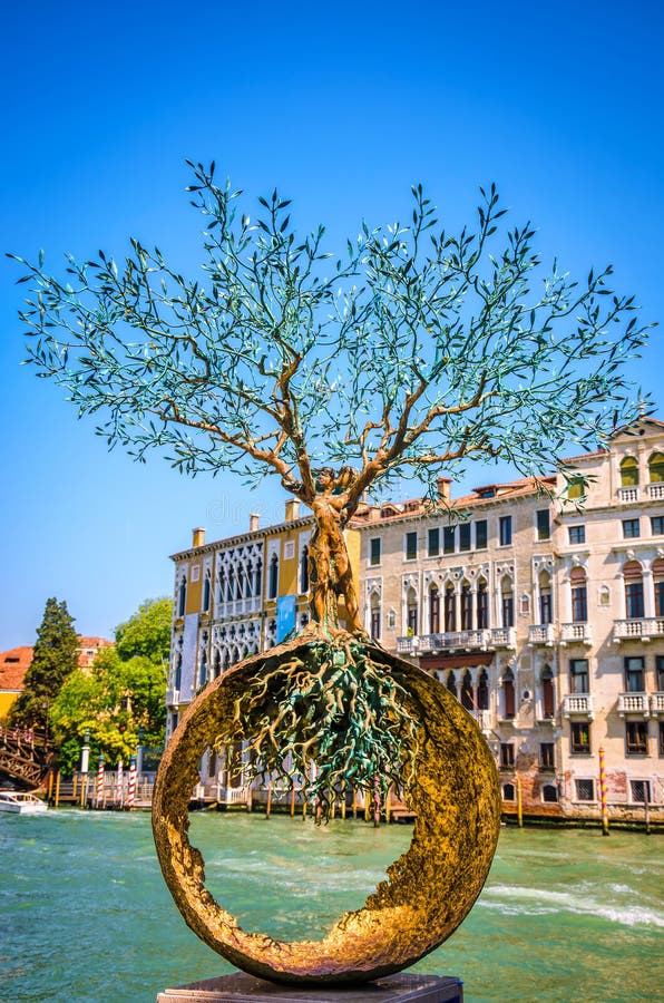Figure of Olive Tree Near Grand Canal in Venice Stock Photo - Image of ...