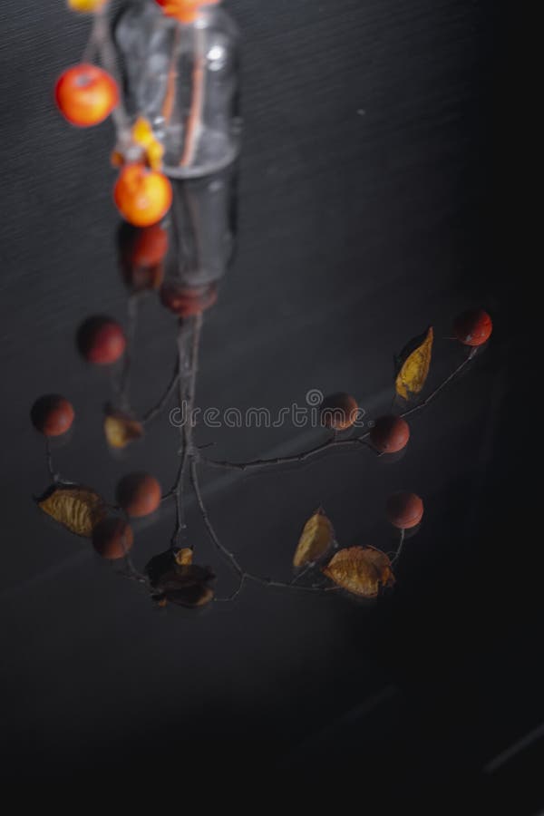 Figure of Orange Tree Made from Beads and Dry Branches. it Stands on ...