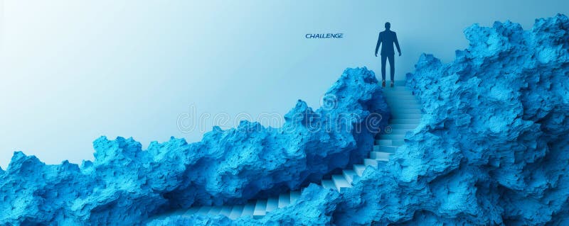 Figure Overcoming a Challenge Depicted by Rising Arrow and CHALLENGE ...