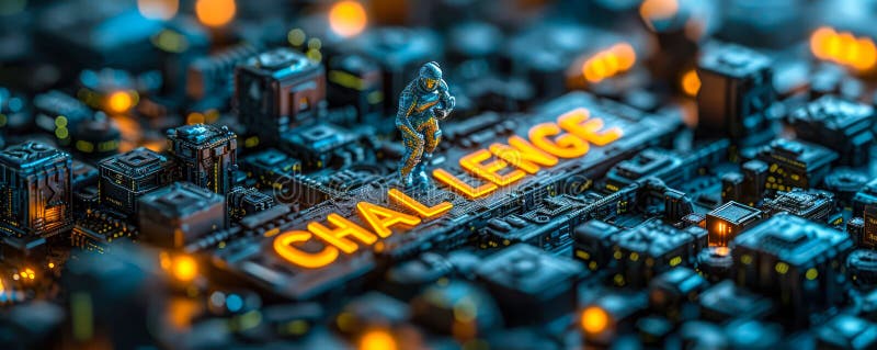 Figure Overcoming a Challenge Depicted by Rising Arrow and CHALLENGE ...