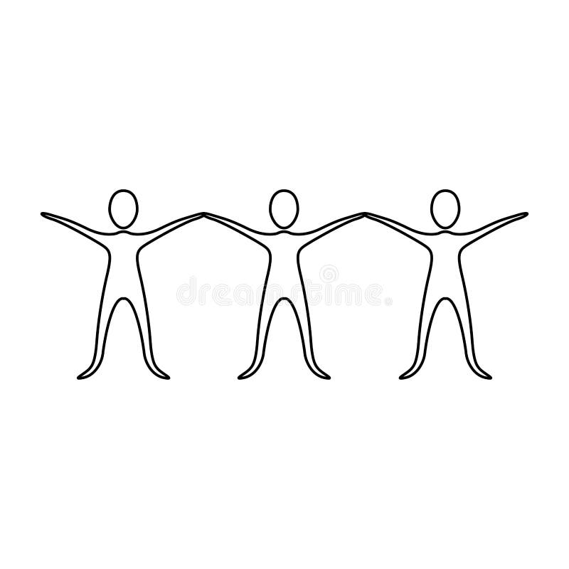 Figure People with Hands Up Icon Stock Illustration - Illustration of ...