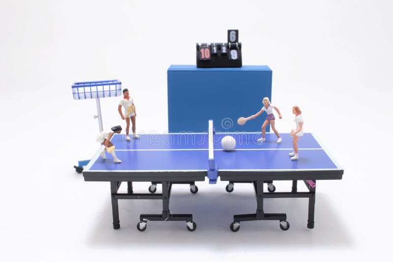 A Figure Play Tennis on the Pingpong Table Stock Photo - Image of ...