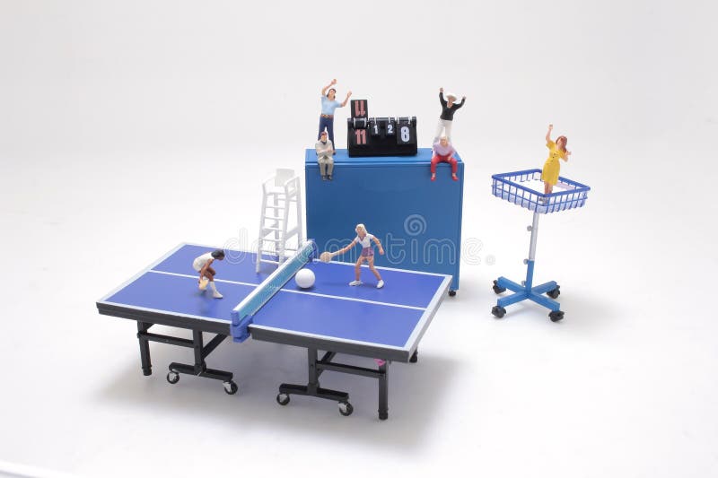 A Figure Play Tennis on the Pingpong Table Stock Image - Image of mini ...
