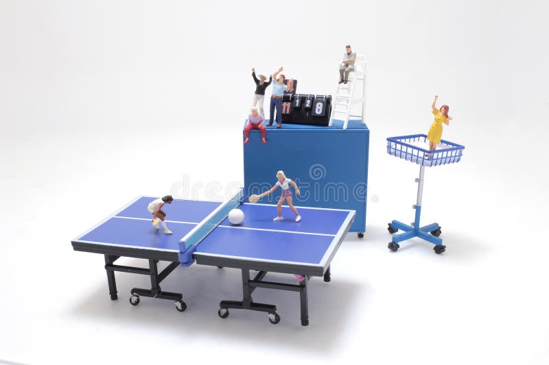 A Figure Play Tennis on the Pingpong Table Stock Photo - Image of ...