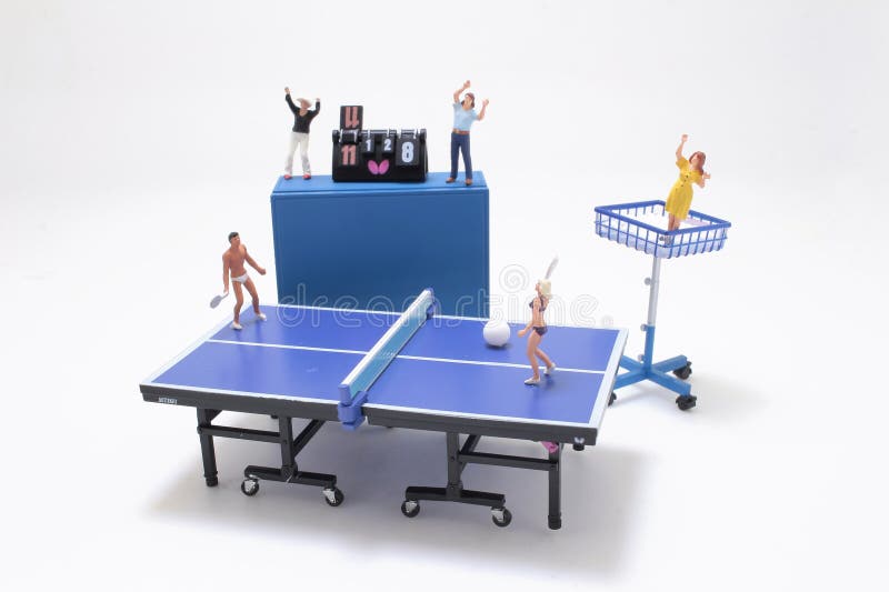 A Figure Play Tennis on the Pingpong Table Stock Image - Image of tiny ...