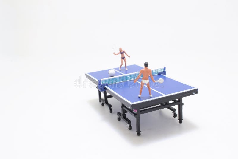 A Figure Play Tennis on the Pingpong Table Stock Photo - Image of match ...