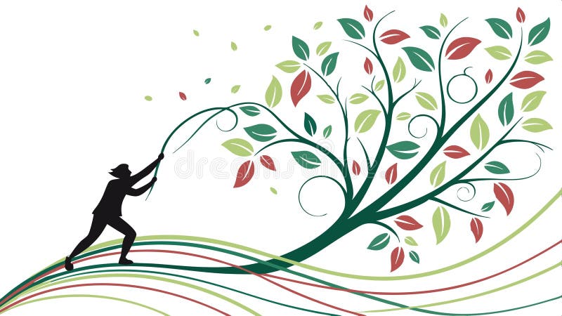 Figure Pulling a Branch, Symbolizing Effort or Interaction with Nature ...