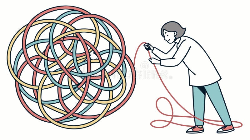 Figure Pulling String Illustration Complex Network Connection Concept ...