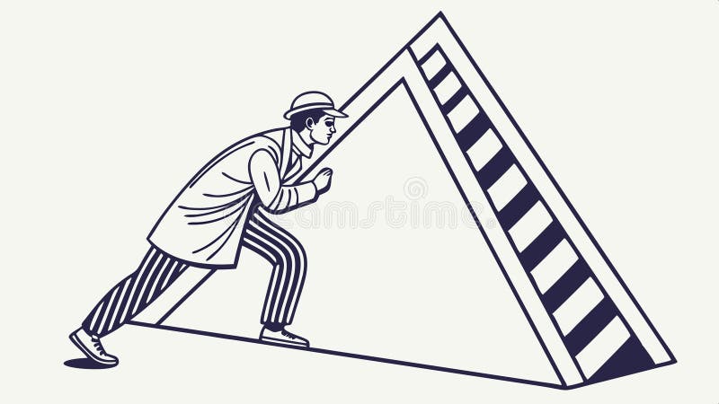 Figure Pushing Large Geometric Ladder Graphic Vector Design Generative ...