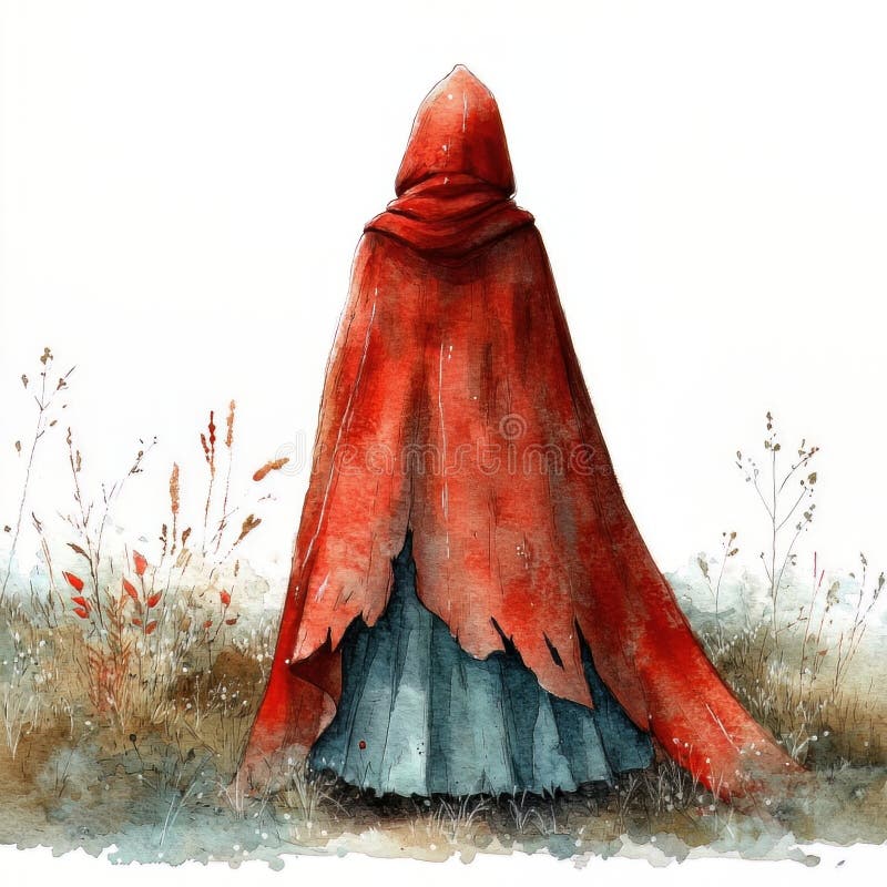 Figure in a Red Cloak Standing in a Natural Setting Stock Photo - Image ...