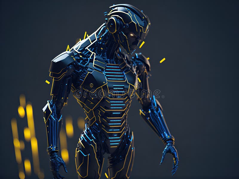 Figure of Robot Made of Metal and Electronic Systems. Cyborg Robot on ...