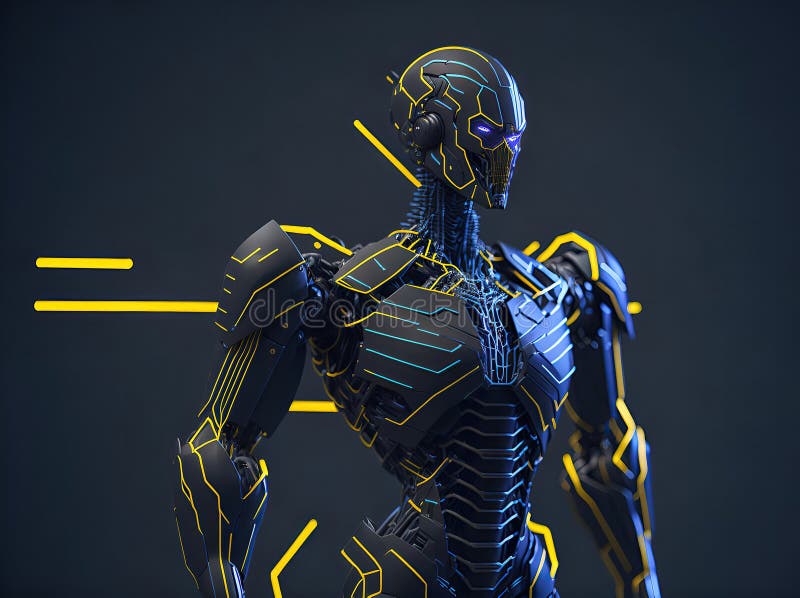 Figure of Robot Made of Metal and Electronic Systems. Cyborg Robot on ...