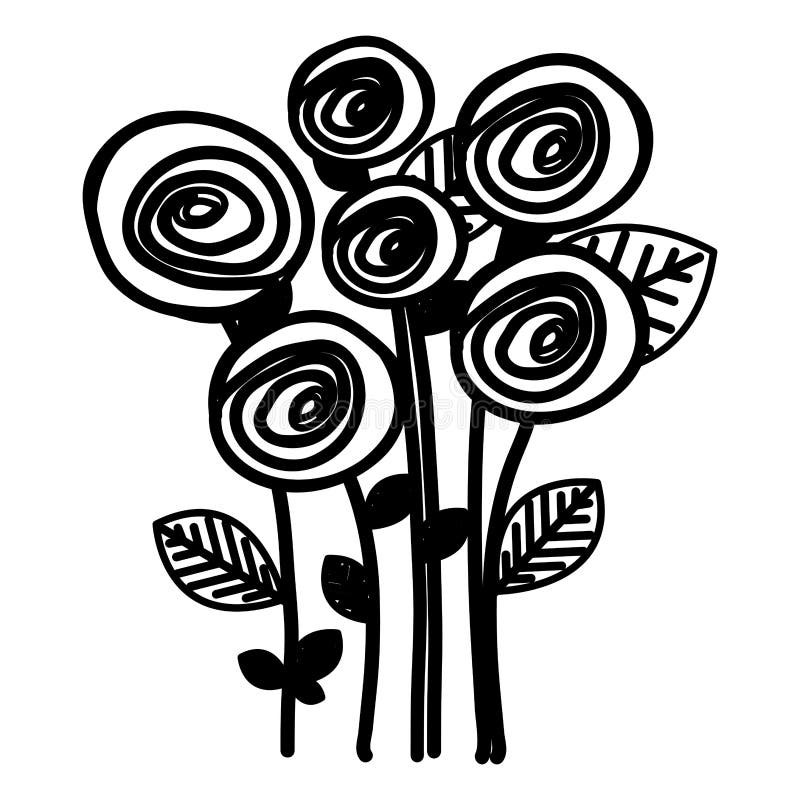 Figure Round Roses with Leaves Icon Stock Illustration - Illustration ...