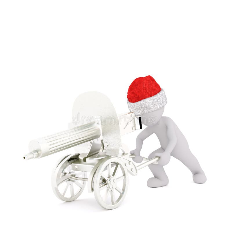 Figure in Santa Hat Using Machine Gun Cannon Stock Illustration ...