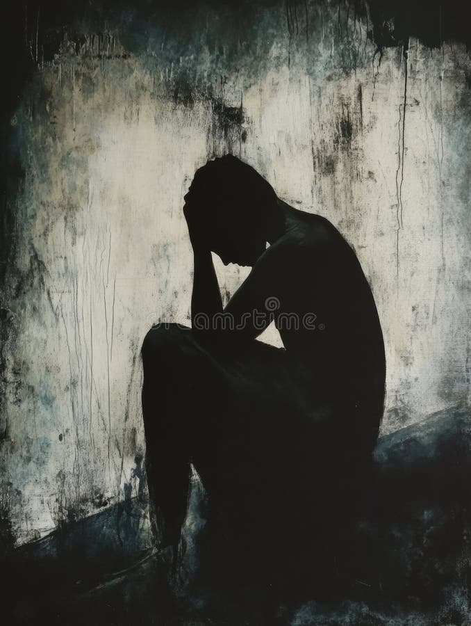 Person Sitting in Shadow Conveying Abstract Emotions of Mental Turmoil ...