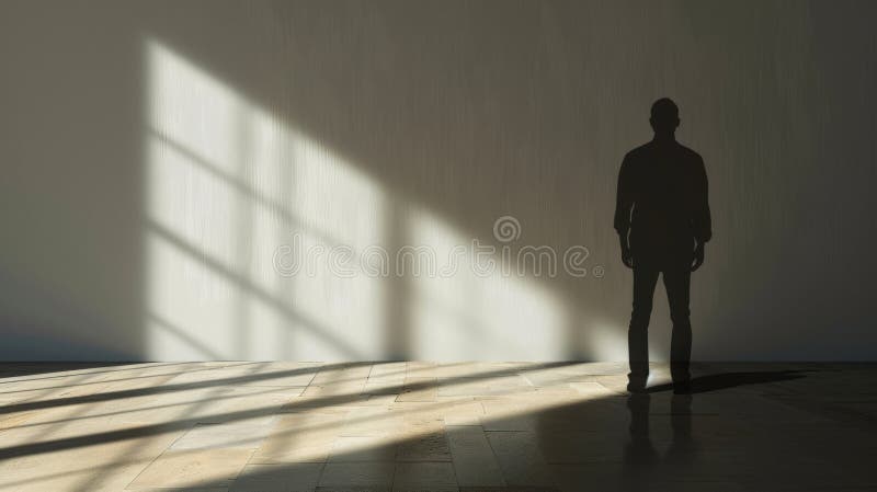 Figure and Shadow in Bright Minimalist Room Stock Photo - Image of ...