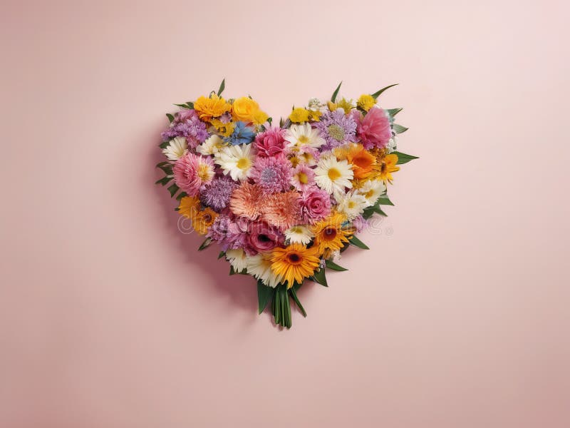 Figure in the Shape of a Bouquet of Flowers Arranged into a Heart Stock ...