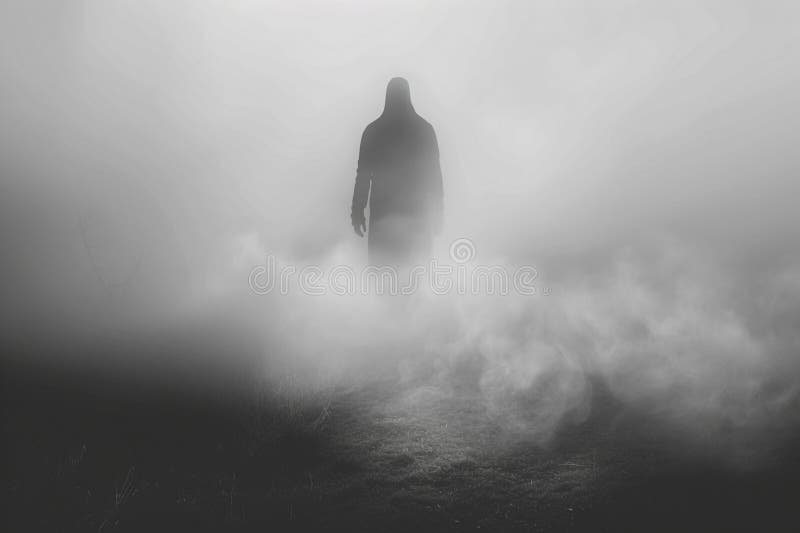 A Figure Shrouded in Mist Hovering Just Off the Ground Stock ...