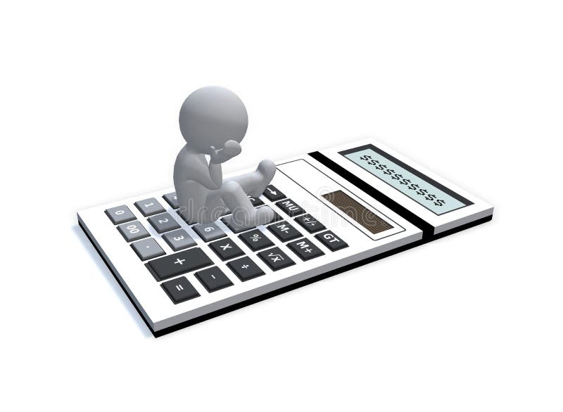 Figure Sitting and Thinking on Calculator Stock Illustration ...