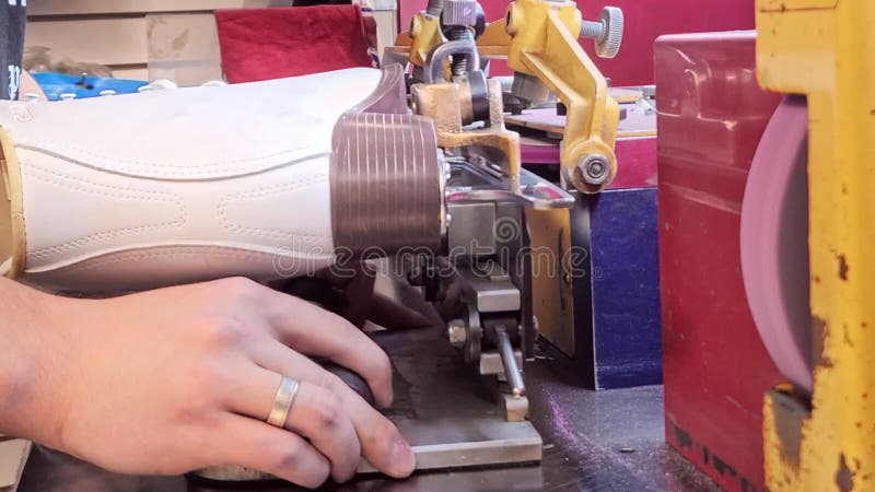 Sharpening Figure Skate, Sparks Flying. Top View of Ice Skate Sharpened ...