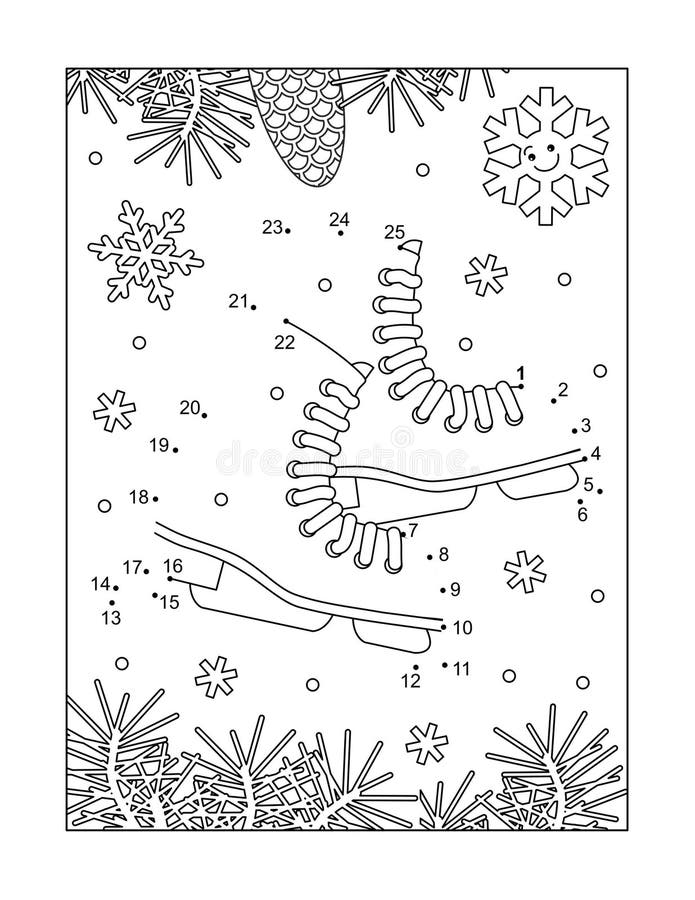 Figure Skating Dot-to-dot Game and Coloring Page Stock Vector ...