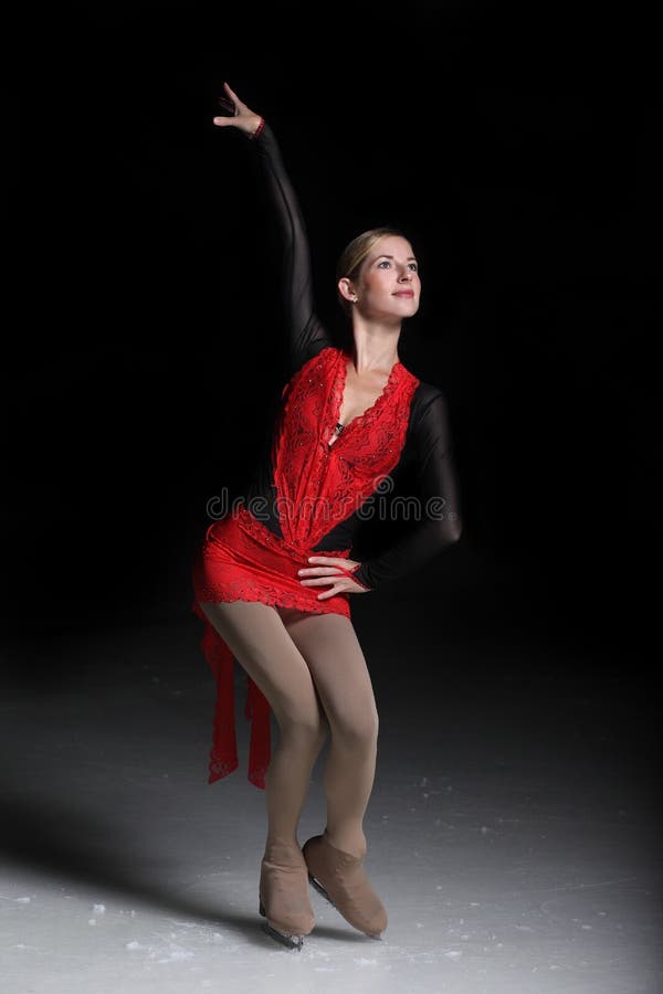 Skating Girl Dancing and Ice Skating Stock Photo - Image of flexibility ...