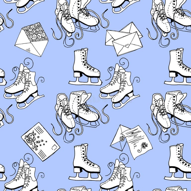 Figure Skating and Letters. Winter Fun. Seamless Pattern. Stock Vector ...