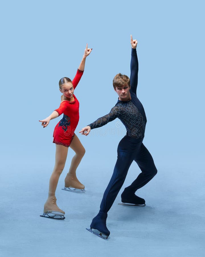 Figure Skating Pair Displaying Synchronized Pose with Poise and ...