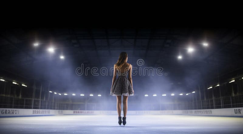 Figure Skater Doing Tricks in Ice in Professional Stadium, Figure ...