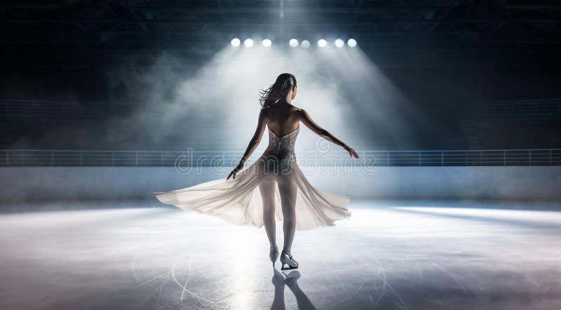 Figure Skater Doing Tricks in Ice in Professional Stadium, Figure ...