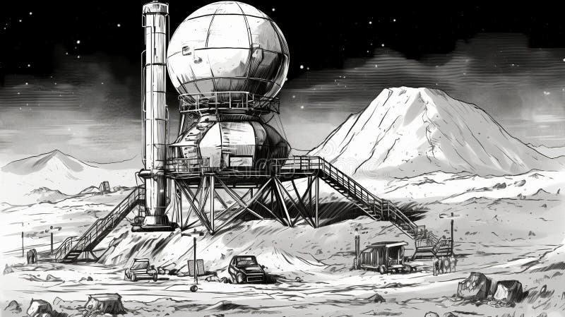 Figure Sketch Lunar Base Generative AI Stock Illustration ...