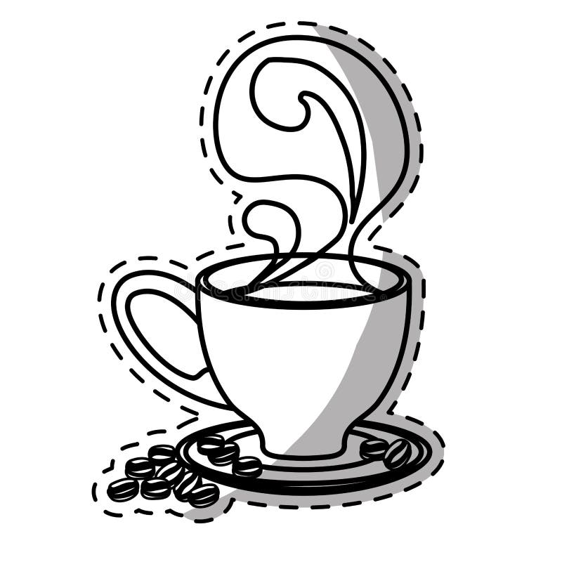 Figure Small Coffee Cup with Steam and Saucer Stock Illustration ...