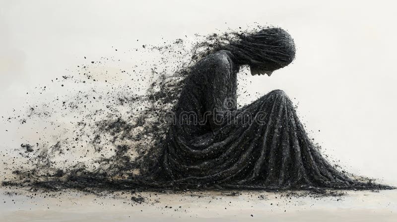 Figure of Sorrow Sinking into the Void Stock Illustration ...