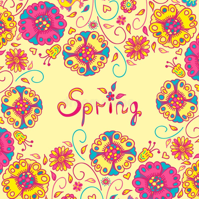Figure Spring Flowers, Colorful Background Stock Vector - Illustration ...