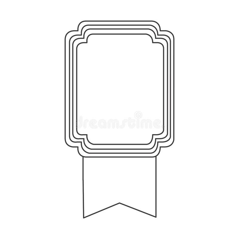 Figure Square Emblem with Ribbon Icon Stock Illustration - Illustration ...