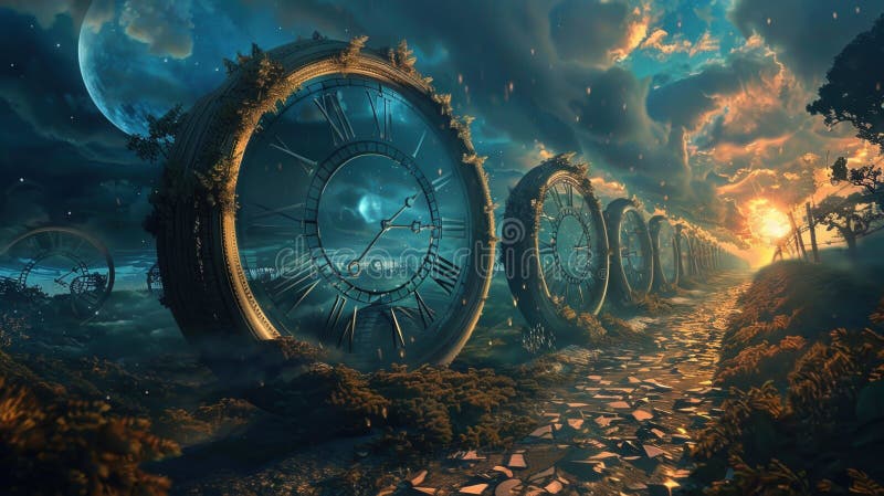 Figure Standing Alone in Timeless Space Representing Abstract Time Loop ...